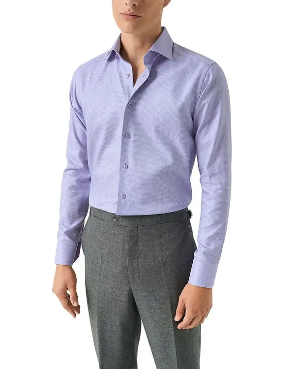 Eton Textured Twill Dress Shirt - Light Purple