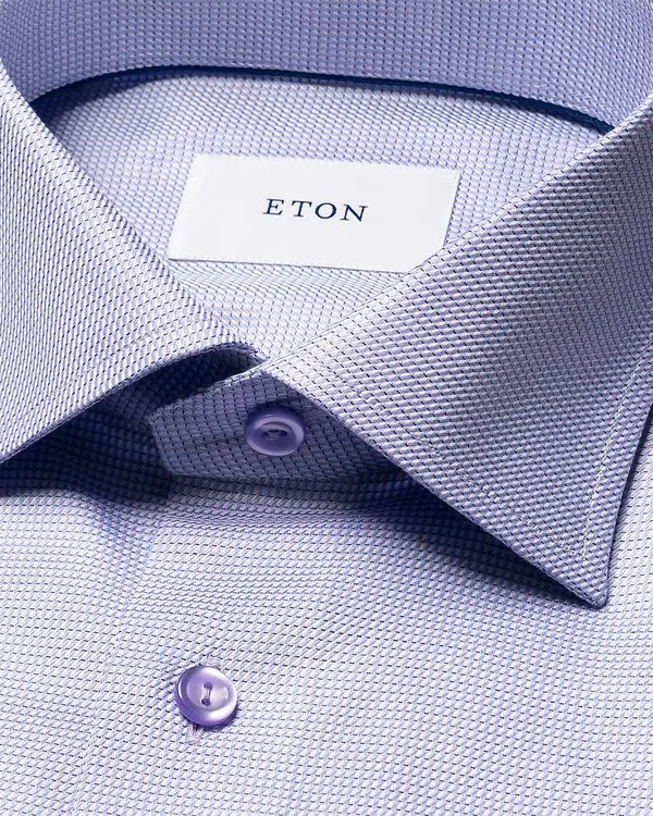 Eton Textured Twill Dress Shirt - Light Purple