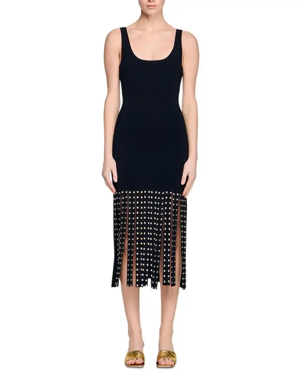 Sandro Fringed Maxi Knit Dress