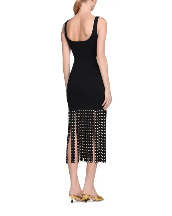 Sandro Fringed Maxi Knit Dress