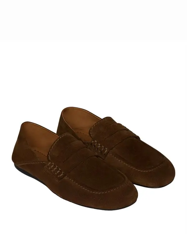 Sandro Sailor Suede Loafer Flats - Brown