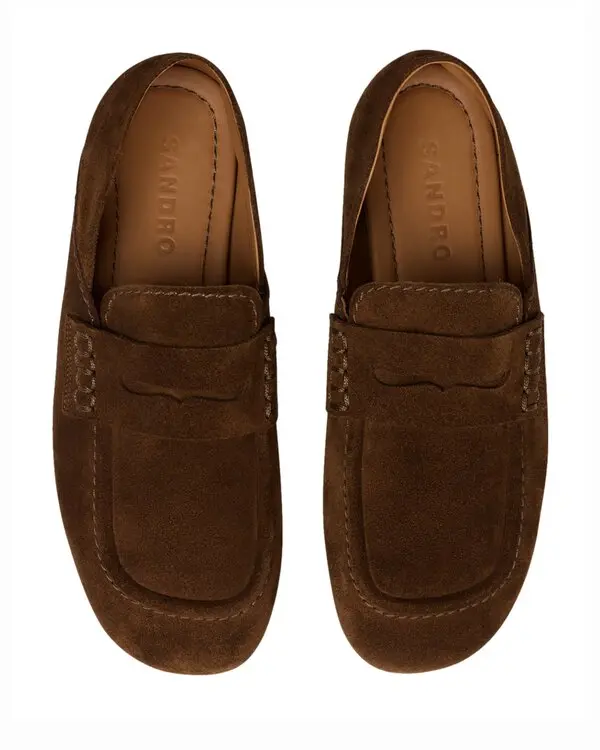 Sandro Sailor Suede Loafer Flats - Brown