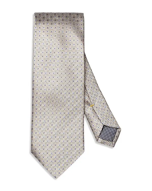Eton Geometrical Silk Classic Tie - Light Grey