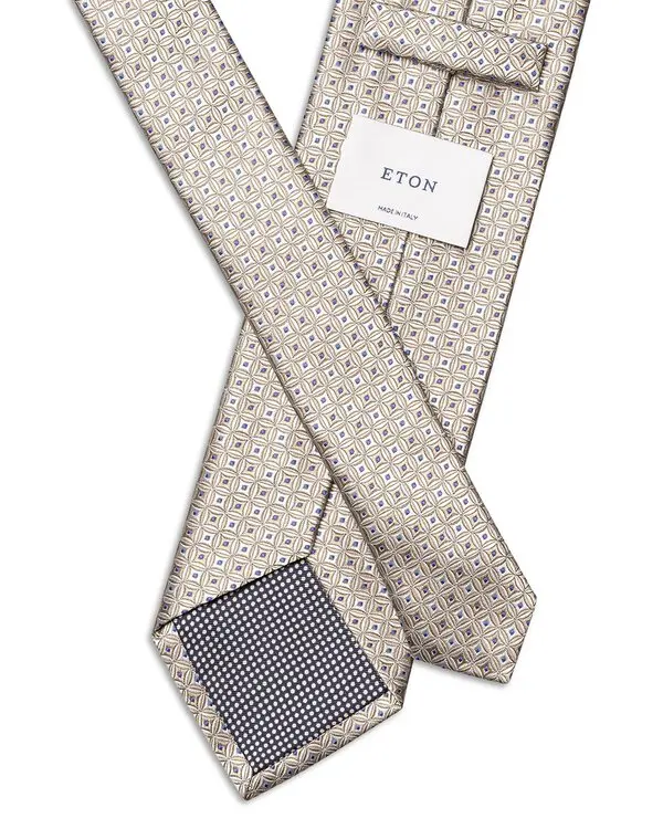 Eton Geometrical Silk Classic Tie - Light Grey