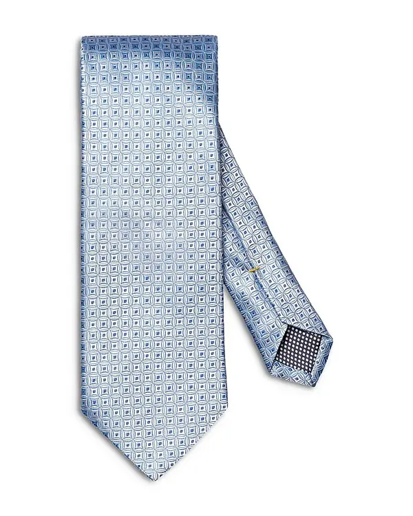 Eton Geometrical Silk Neck Tie - Medium Blue