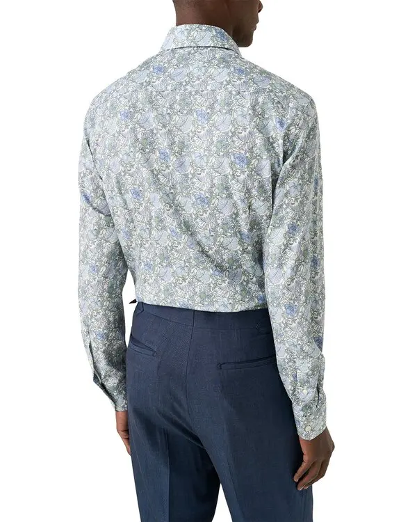 Eton Slim Fit Floral Twill Dress Shirt - Medium Green