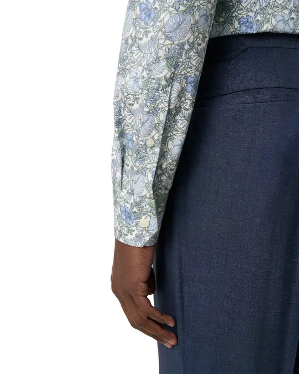 Eton Slim Fit Floral Twill Dress Shirt - Medium Green