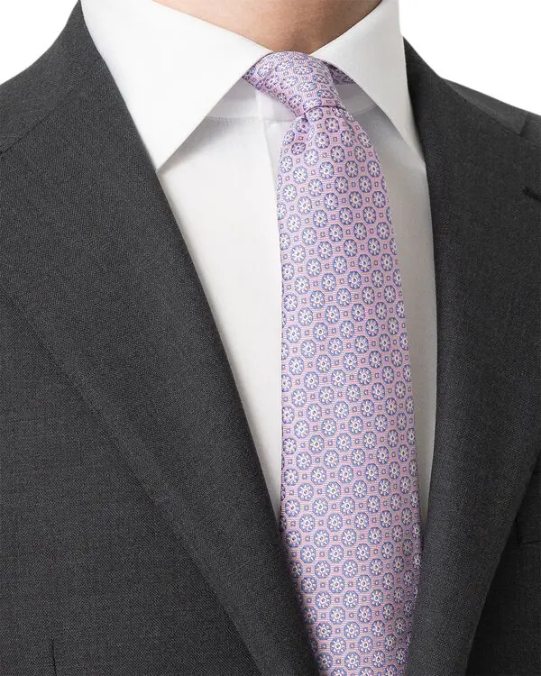 Eton Medallion Printed Silk Neck Tie - Medium Pink