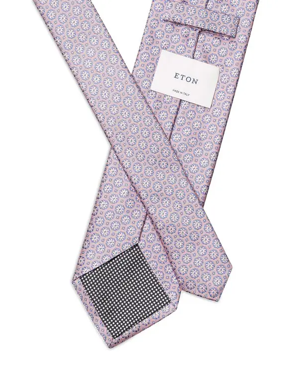 Eton Medallion Printed Silk Neck Tie - Medium Pink