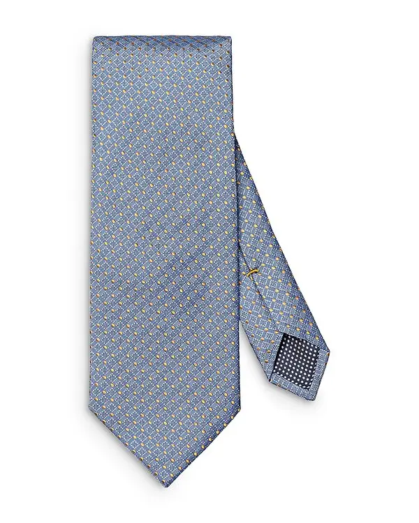 Eton Micro Geometric Silk Classic Tie - Light Blue