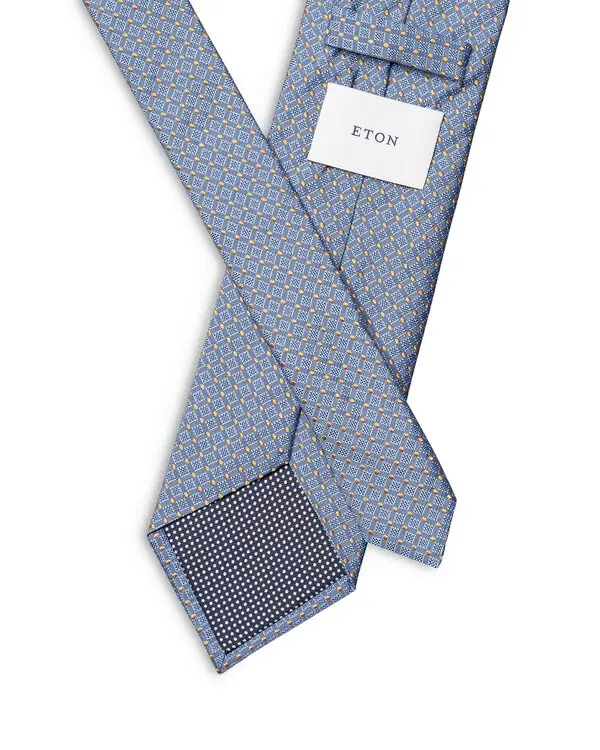 Eton Micro Geometric Silk Tie - Light Blue