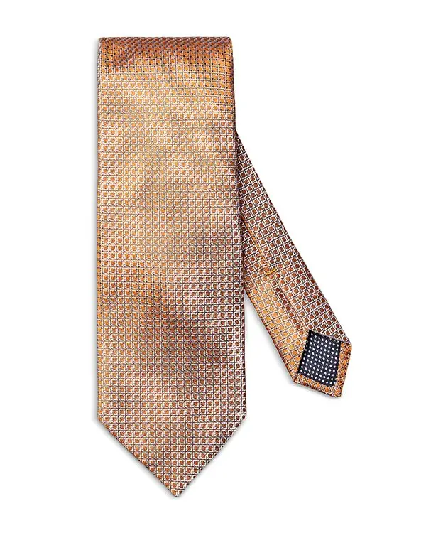 Eton Micro Pattern Silk Classic Tie - Medium Orange
