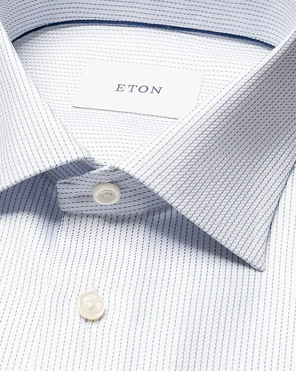 Eton Textured Twill Dress Shirt - Light Blue