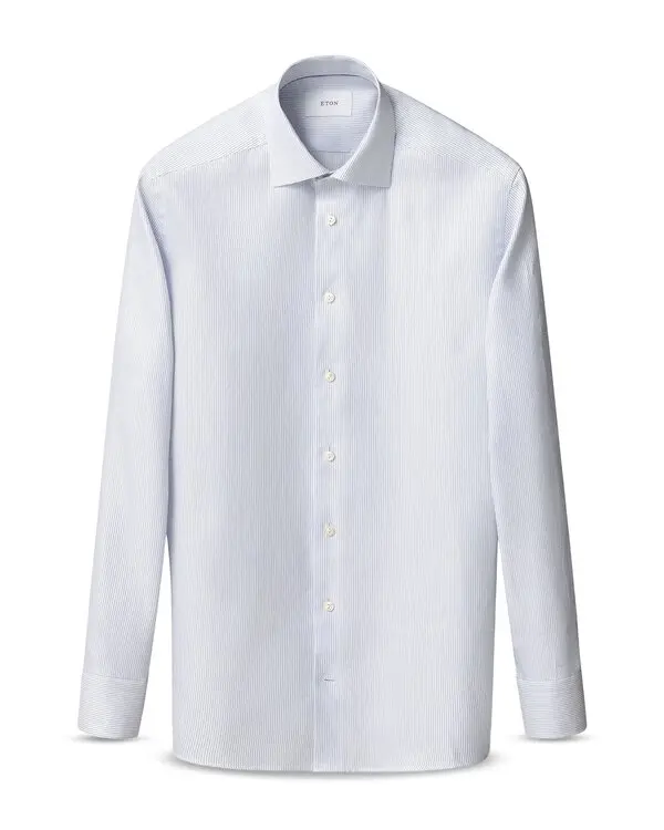 Eton Textured Twill Dress Shirt - Light Blue