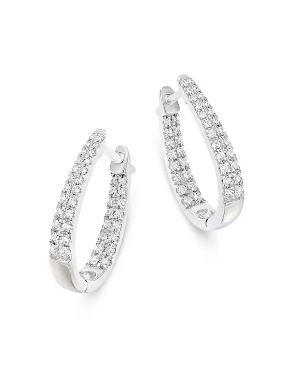 Bloomingdale'S Diamond Double Row Oval Hoop Earrings - White Gold