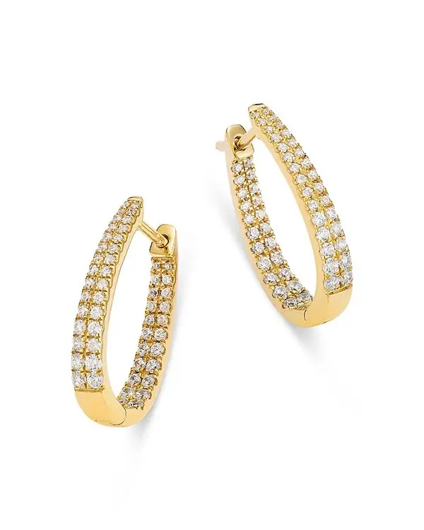 Bloomingdale'S Diamond Double Row Oval Hoop Earrings In 14k 1.0 Tcw - Yellow Gold