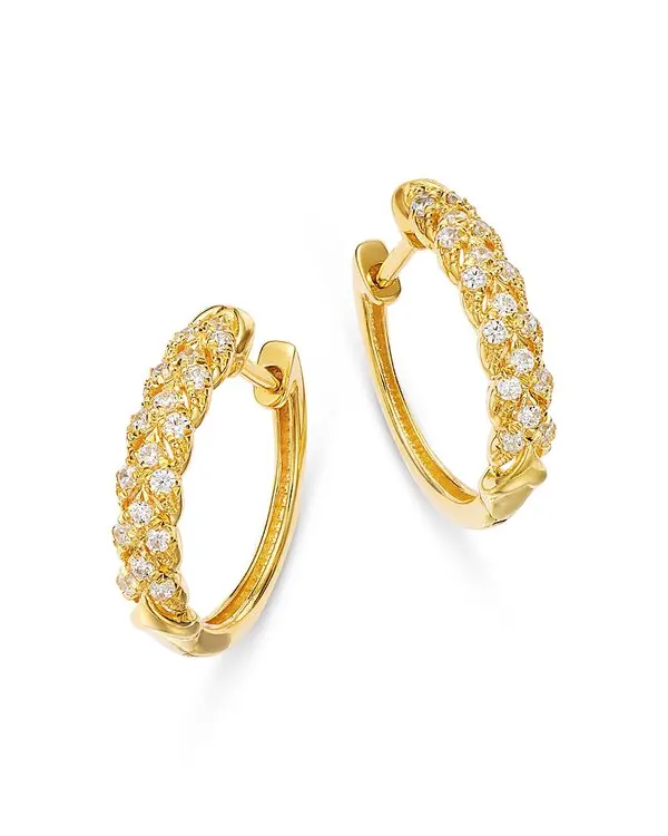 Bloomingdale'S Diamond Textured Huggie Earrings In 14k Yellow 0.25 Tcw - Gold