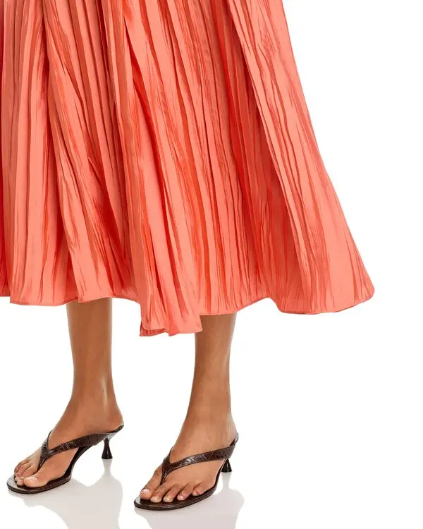 Vince Crinkle Paneled Maxi Skirt - Coral