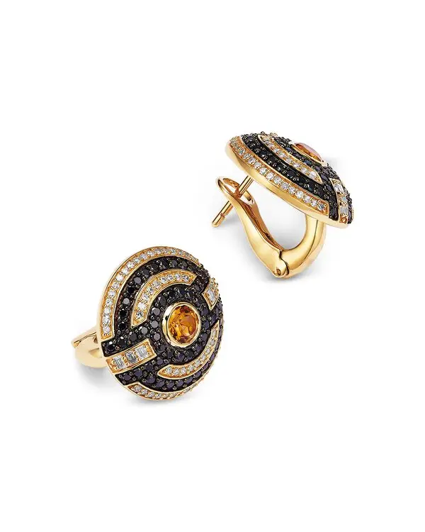 Bloomingdale'S 14k Yellow Citrine & Diamond Stud Earrings