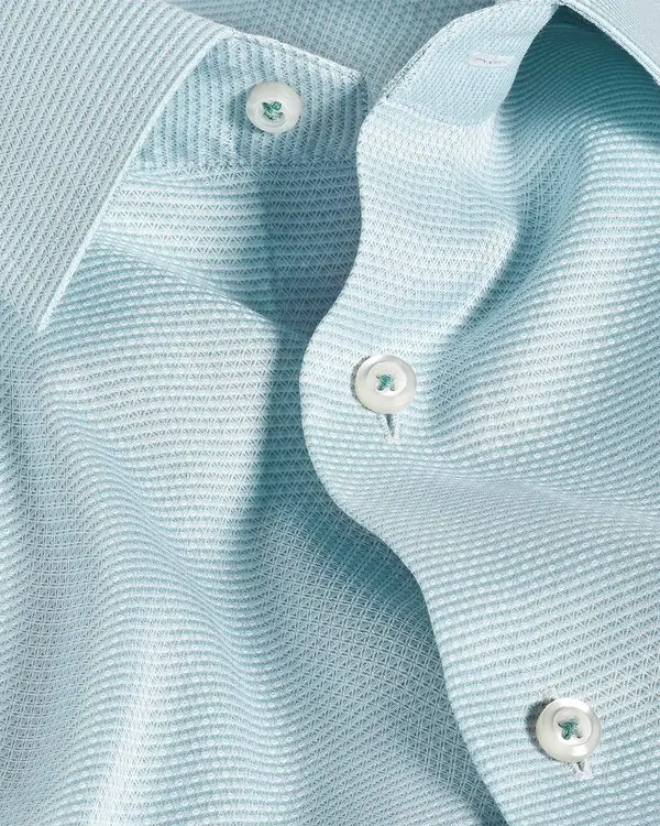 David Donahue Trim Fit Micro Dobby Dress Shirt - Seafoam