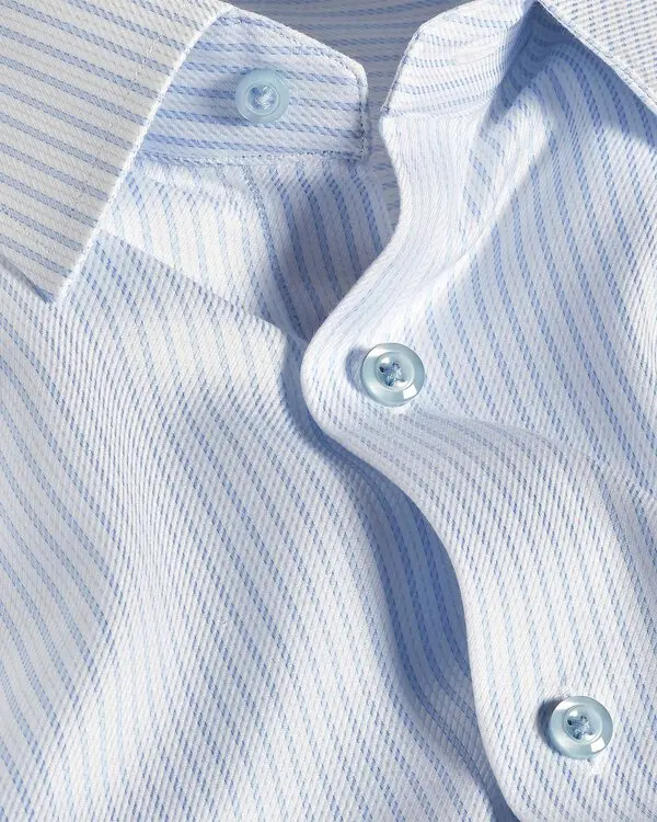 David Donahue Trim Fit Stretch Twill Stripe Dress Shirt