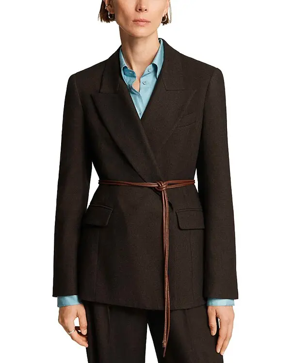 ARGENT Lenox Leather Belted Blazer - Brown
