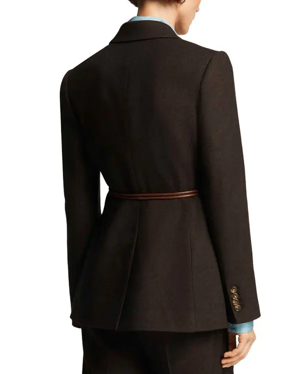 ARGENT Lenox Leather Belted Blazer - Brown