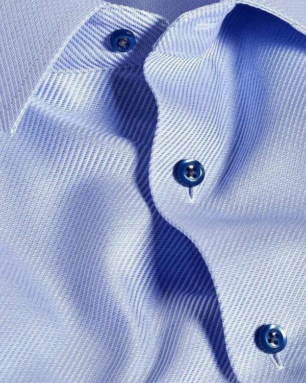 David Donahue Trim Fit Textured Twill Dress Shirt - Sky