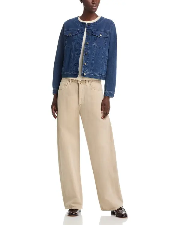 Eileen Fisher Round Neck Jean Jacket