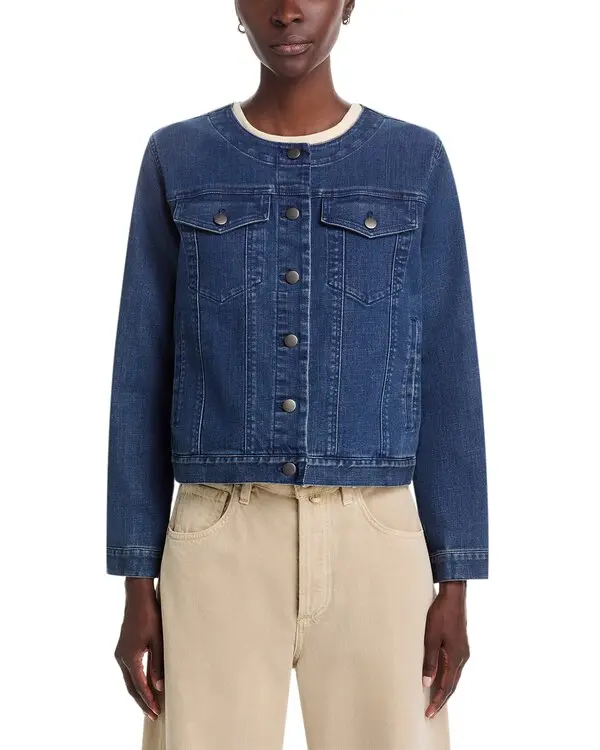 Eileen Fisher Round Neck Jean Jacket