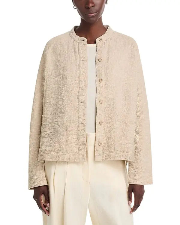 Eileen Fisher Mandarin Collar Shirt Jacket - Dove