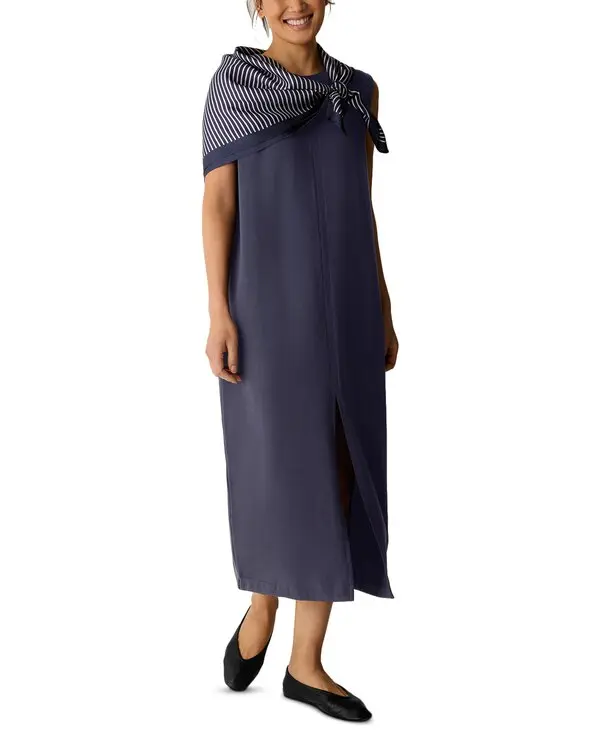 Eileen Fisher Striped Silk Twill Printed Bandana
