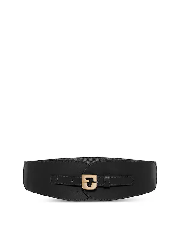 Gerard Darel Olympe Wide Leather Belt - Black