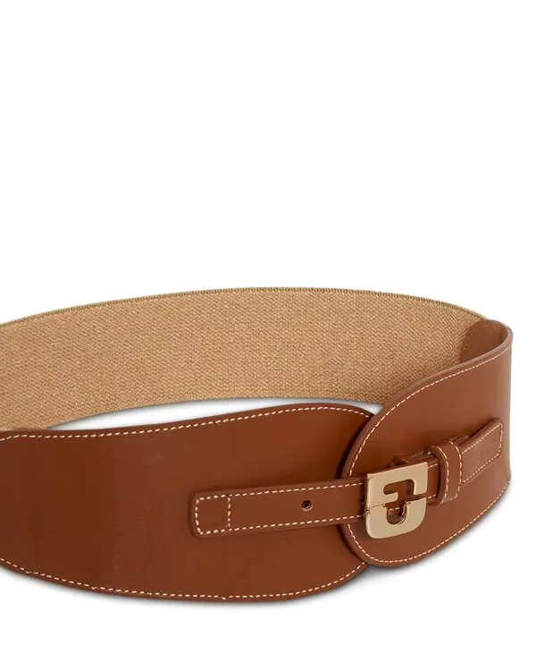 Gerard Darel Olympe Wide Leather Belt - Cognac