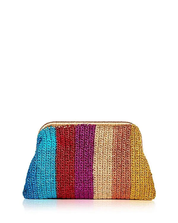 Aqua Woven Raffia Clutch