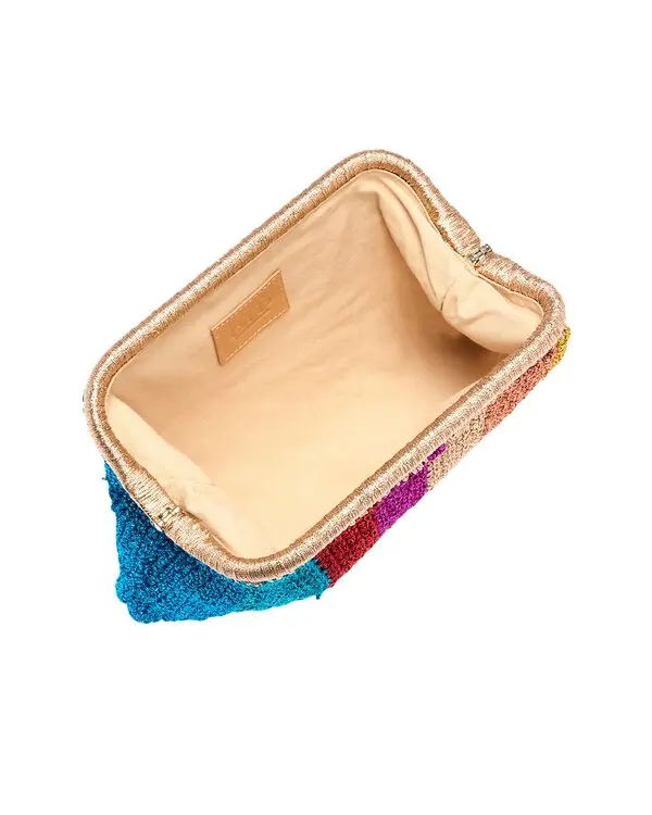 Aqua Woven Raffia Clutch