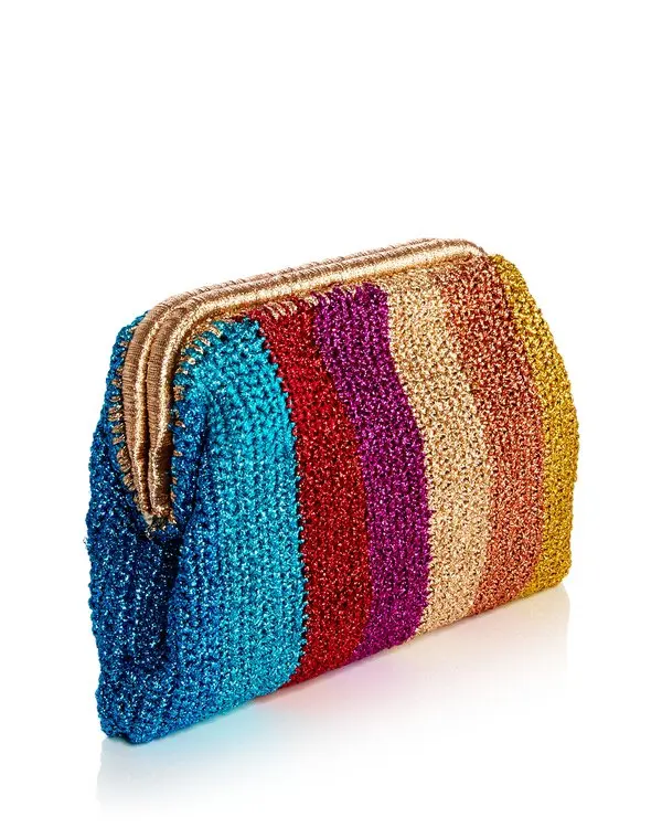 Aqua Woven Raffia Clutch
