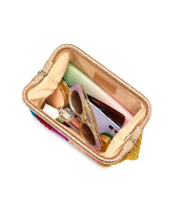 Aqua Woven Raffia Clutch