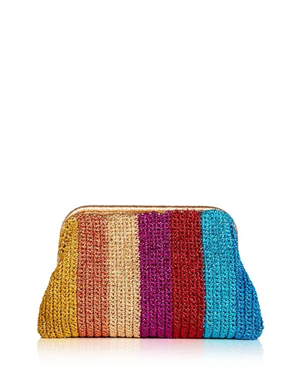 Aqua Woven Raffia Clutch