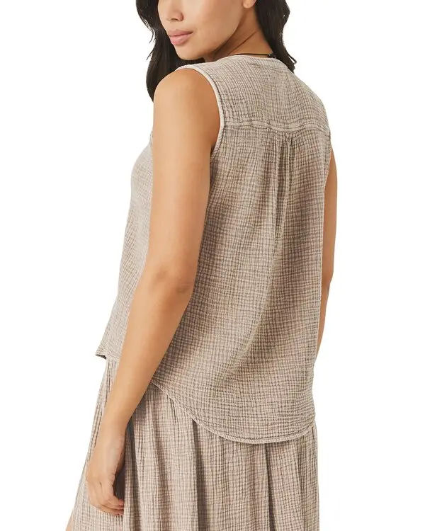 Splendid Ava Gauze Button Front Tank - Light Wicker