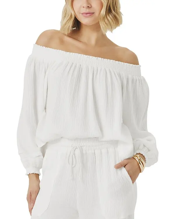 Splendid Ava Gauze Off-the-shoulder Top