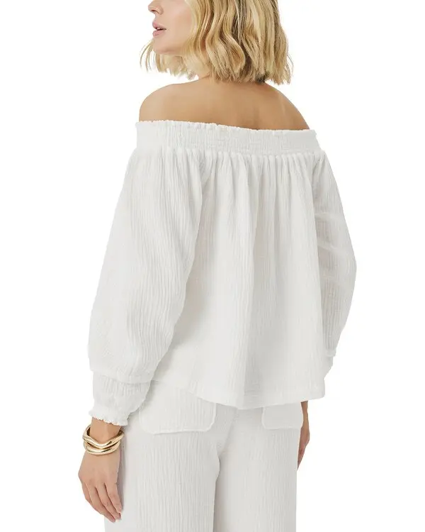 Splendid Ava Gauze Off-the-shoulder Top