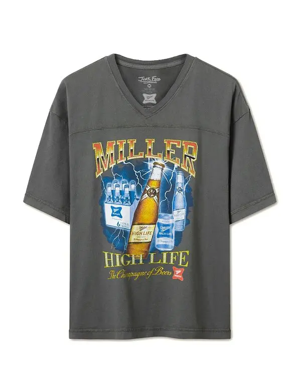 Junk Food Clothing Miller High Life Lightning Bottles V-neck Hockey Tee - Vintage Black