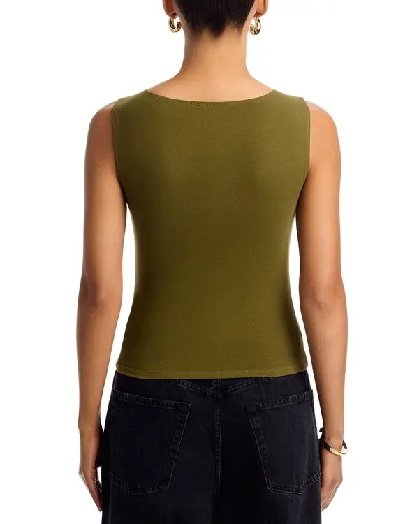 REFORMATION Dusk Knit Top - Dark Olive