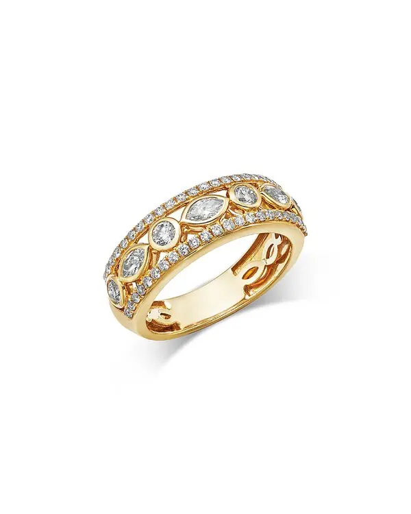Bloomingdale'S Diamond Marquis & Round Band In 14k Yellow 0.90 Tcw - Gold