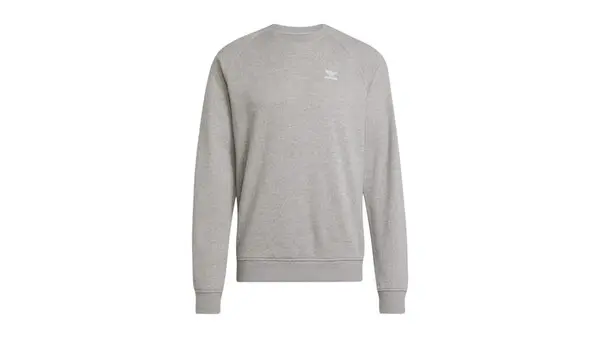 Adidas Trefoil Essentials French Terry Crew Sweatshirt - Medium Grey Heather White
