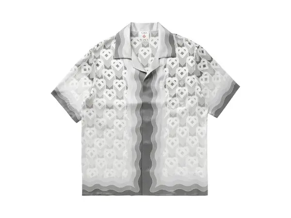 Casablanca Short Sleeve Cuban Collar Shirt - Grey Gradient Heart Monogram