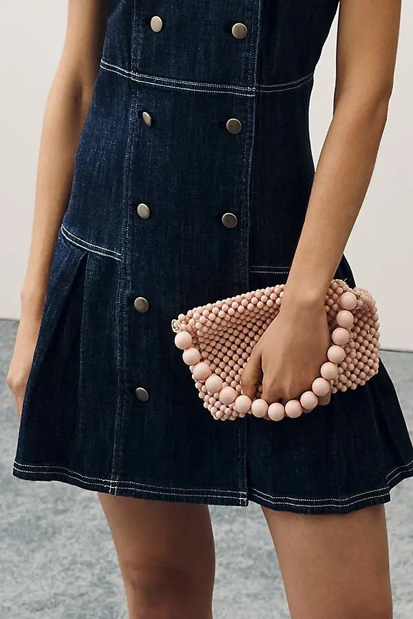 Anthropologie Mi Beaded Shoulder Bag - Pink