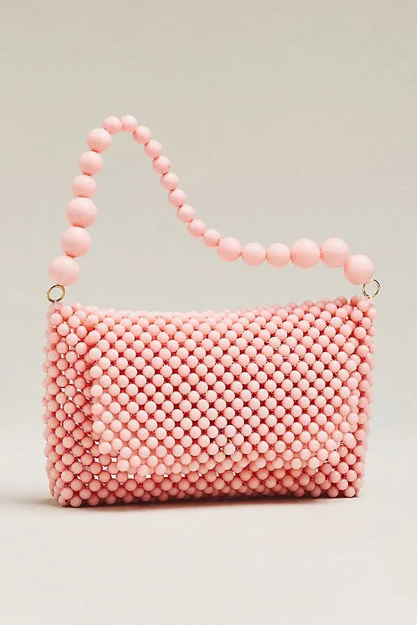 Anthropologie Mi Beaded Shoulder Bag - Pink
