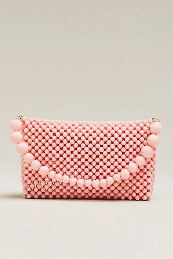 Anthropologie Mi Beaded Shoulder Bag - Pink